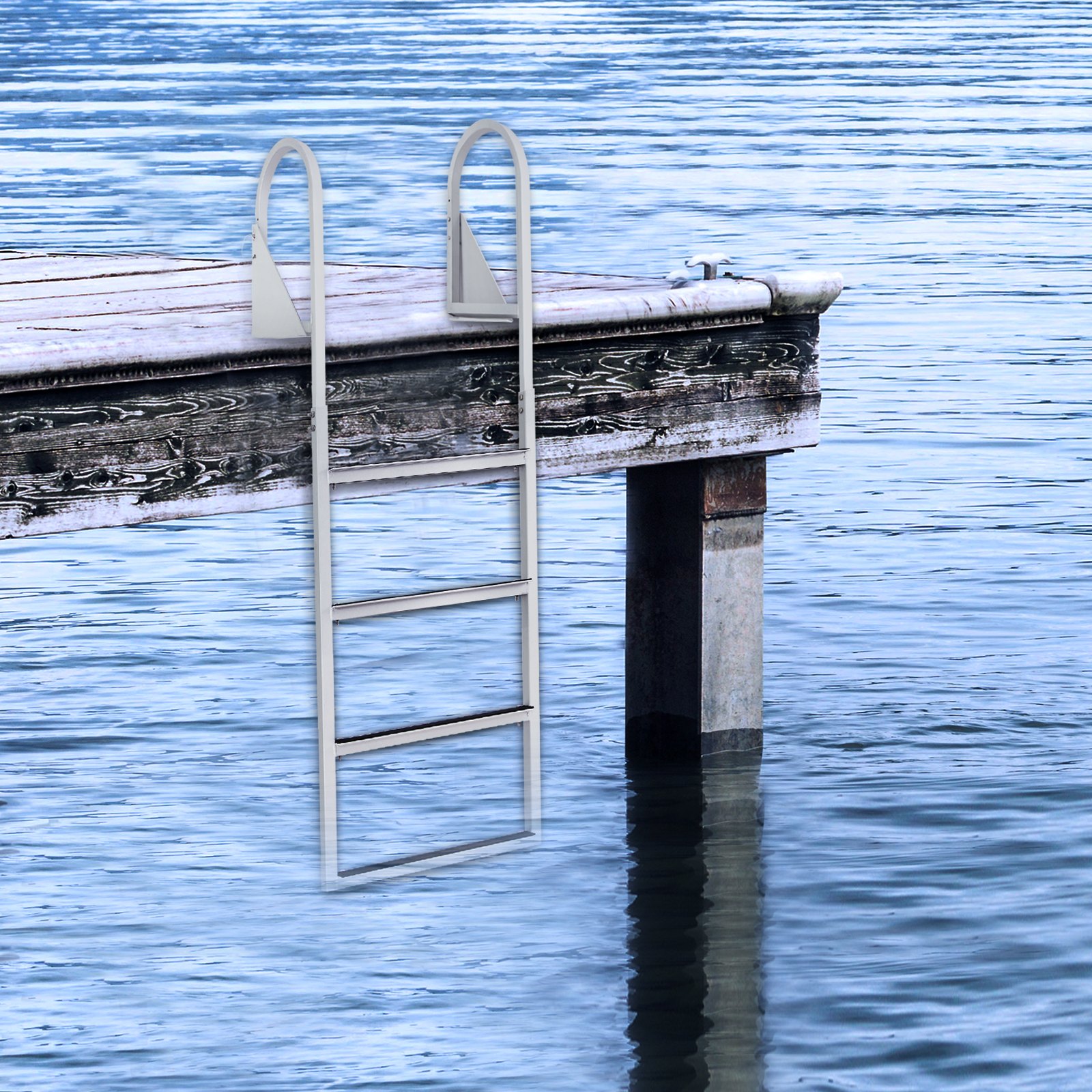 VEVOR Dock Ladder Flip-Up 4 Steps, 350 lbs Load Capacity, Aluminum ...