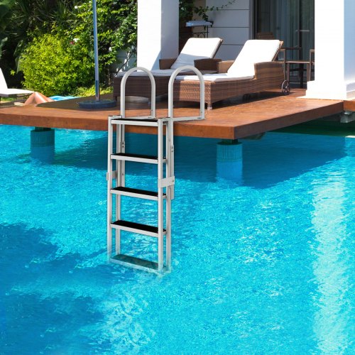 VEVOR Dock Ladder, Retractable 5 Steps, 350 lbs Load Capacity, Aluminum ...