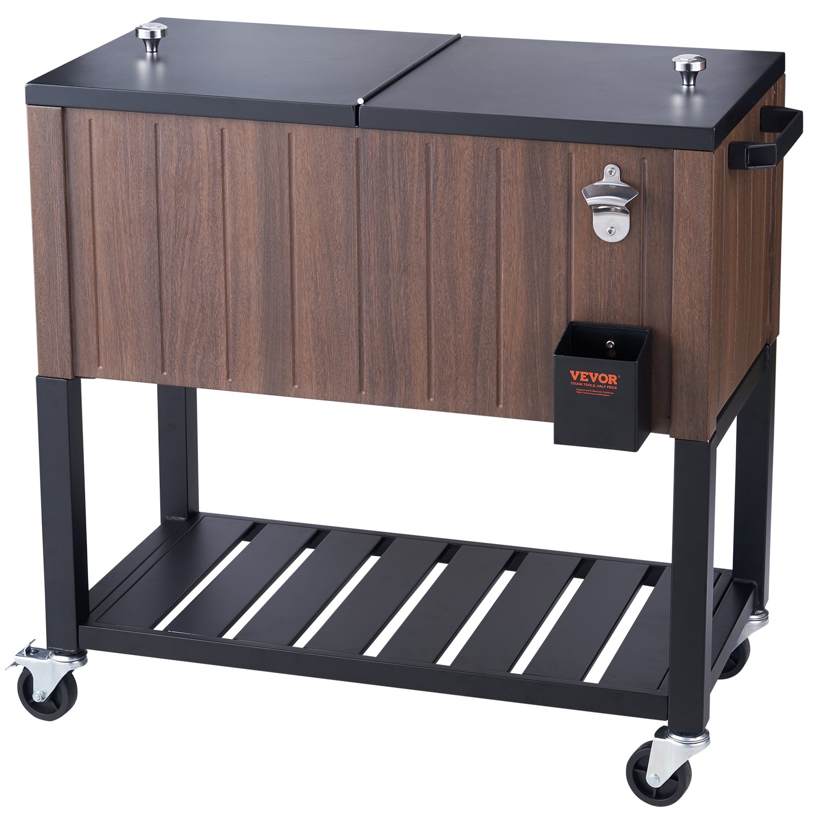 VEVOR Rolling Ice Chest Cooler Cart 80 Quart, Portable Bar Drink Cooler ...