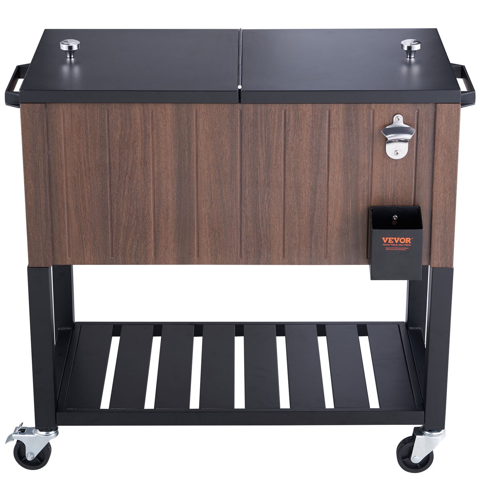 VEVOR Rolling Ice Chest Cooler Cart 80 Quart, Portable Bar Drink Cooler ...