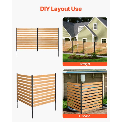 Wood Privacy Fence 2 Panels Slatted Air Conditioner Fence 38" W x 42" L ...