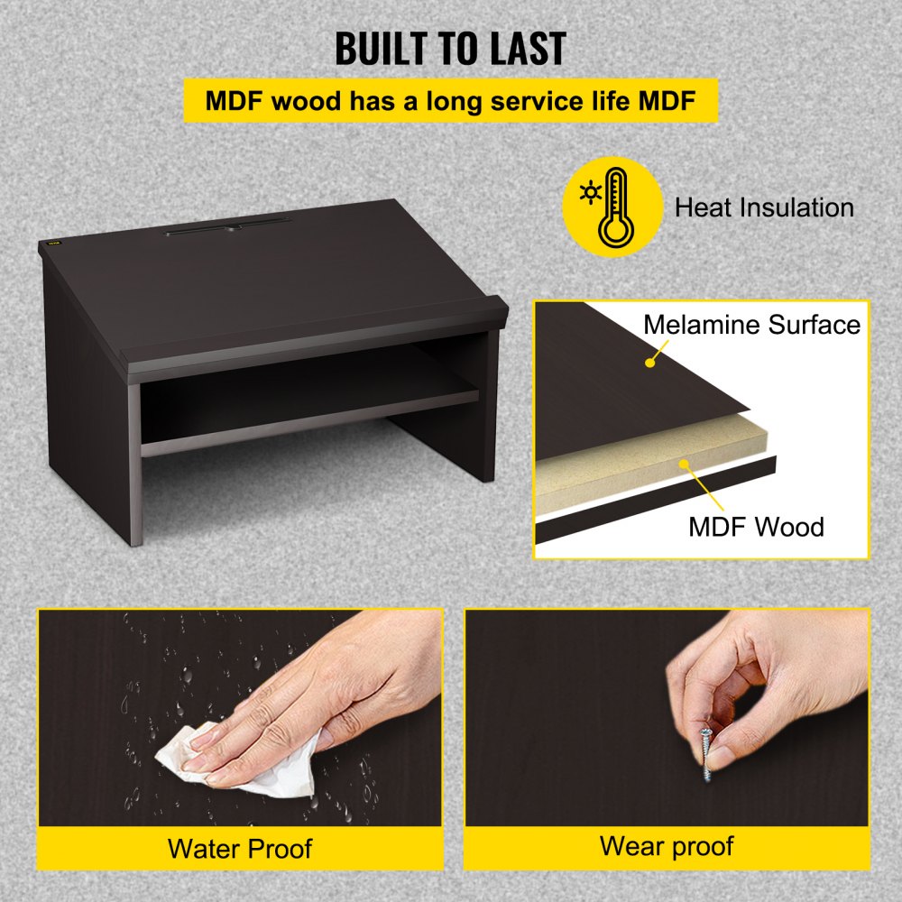 VEVOR Table Top Lectern, 23.6" x 19.3", Tabletop Podiums w/Open Storage ...