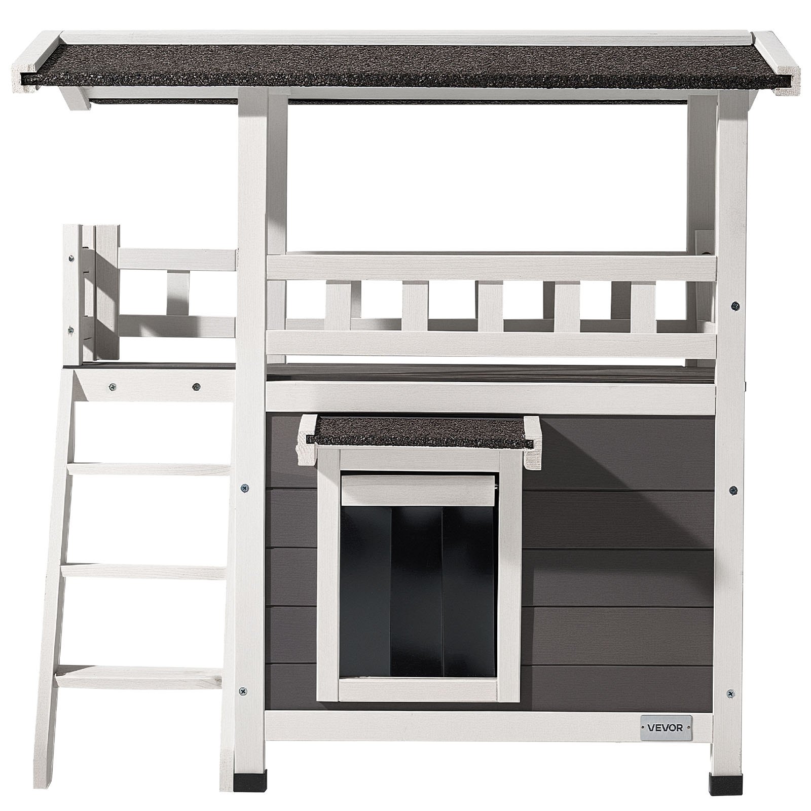 VEVOR Wooden Cat House – 2-Story Shelter, 30×22×30 Inch