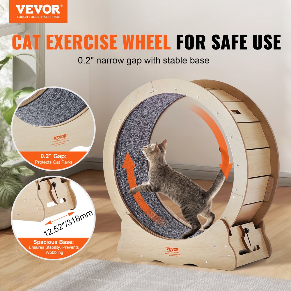 VEVOR Cat Exercise Wheel Large Cat Treadmill Wheel for Indoor Cats 29.5 ...