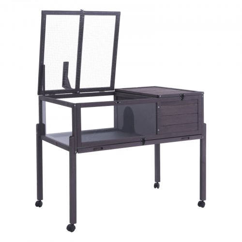 VEVOR Tortoise Habitat, Wooden Tortoise House Indoor & Outdoor, Rolling ...