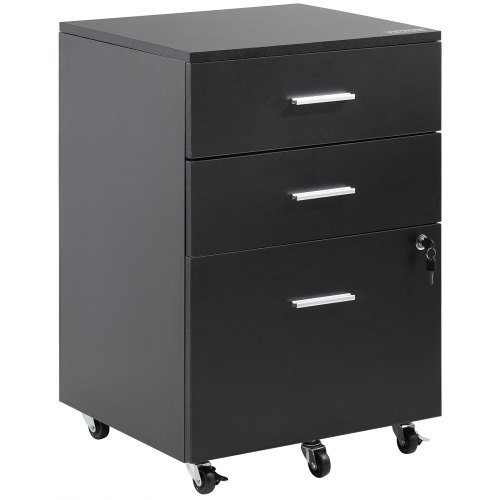VEVOR File Cabinet, 3-Drawer Wood Filing Cabinet, Locking Office ...