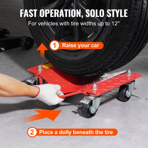 VEVOR Wheel Dolly Heavy-Duty Car Tire Stake Vehicle Moving Dolly 8000 lbs 4 Pack | VEVOR US