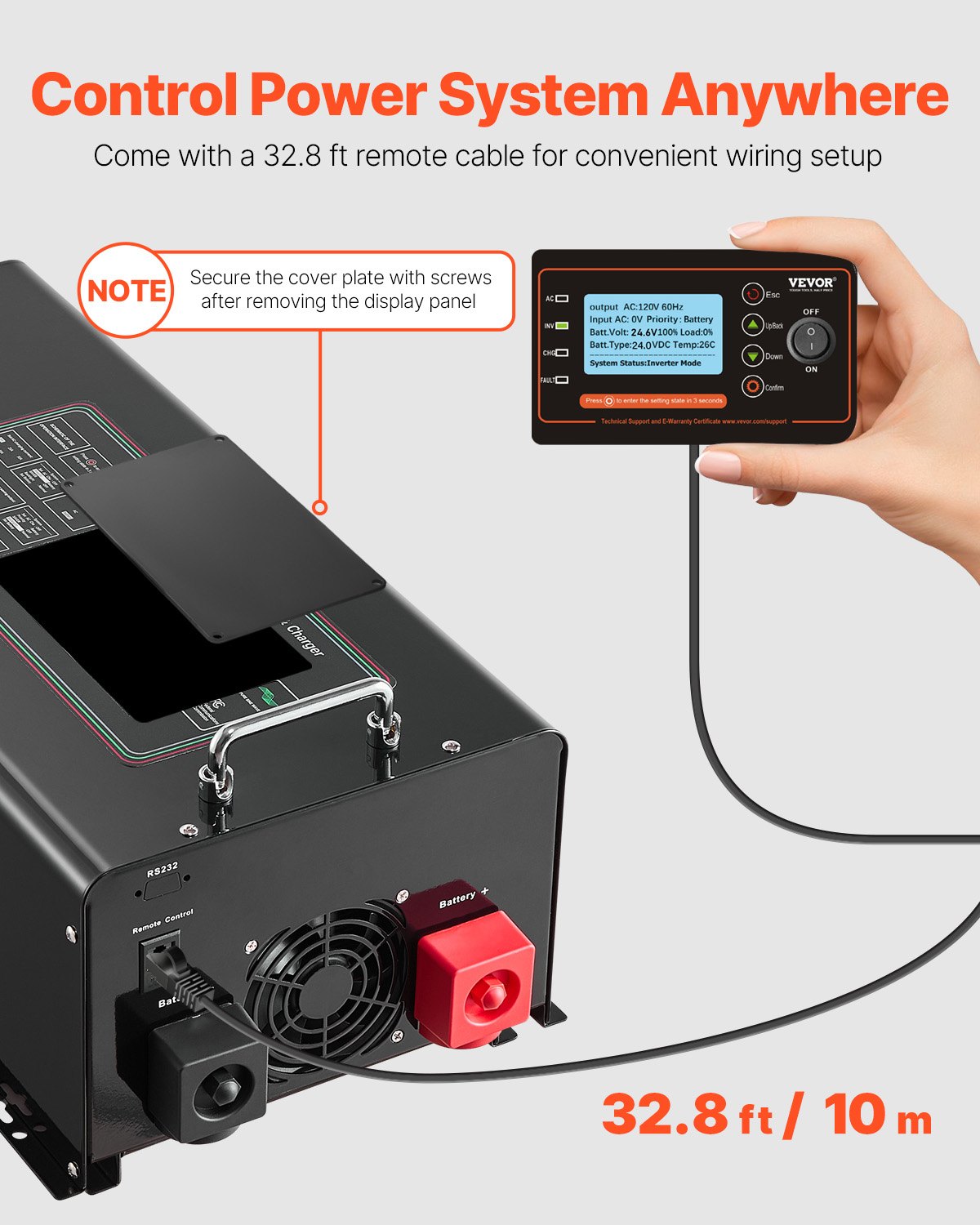 VEVOR 4000W Pure Sine Wave Power Inverter – 24V to 120V