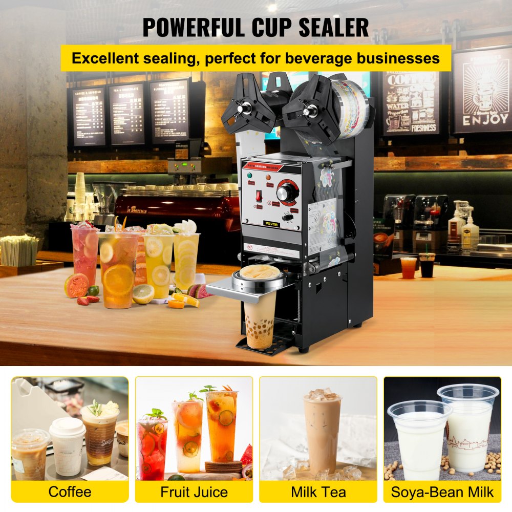 VEVOR Semi-automatic Cup Sealing Machine, 300-500 Cup/h Tea Cup Sealer ...