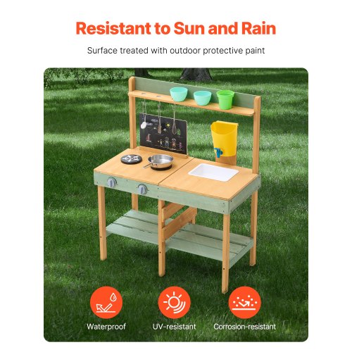 Wooden Mud Kitchen Outdoor Toy Play Kitchen Set for Kids Pretend ...