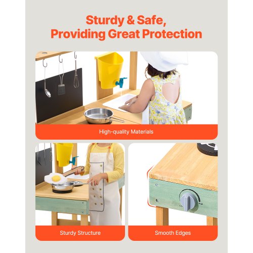 Wooden Mud Kitchen Outdoor Toy Play Kitchen Set for Kids Pretend ...