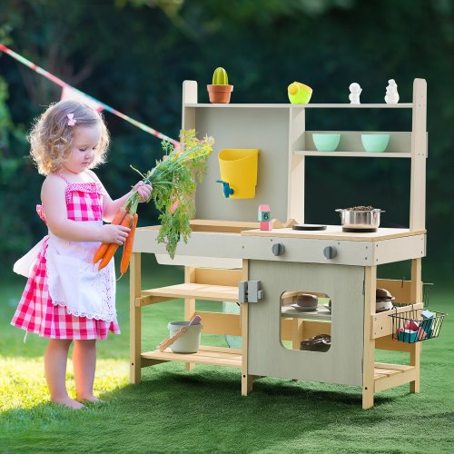 Wooden Mud Kitchen Outdoor Toy Play Kitchen Set for Kids Pretend ...