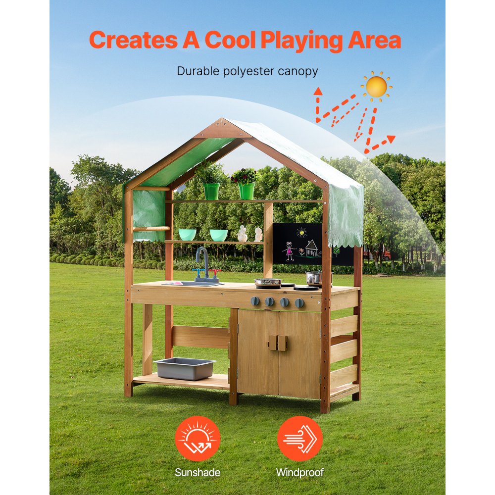 VEVOR Mud Kitchen for Kids, Wooden Toy Play Kitchen Set with ...