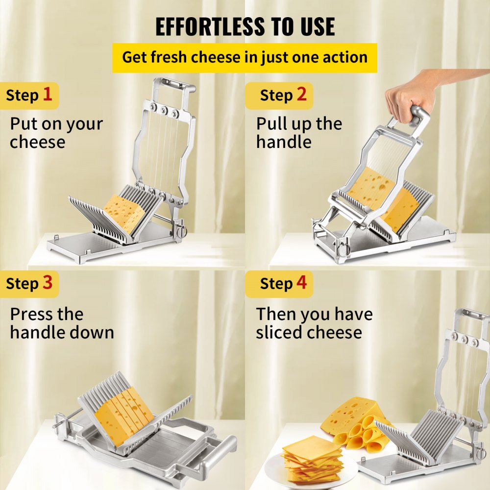 VEVOR Cheese Cutter With Wire 1 cm & 2 cm Cheeser Butter Cutting Blade ...