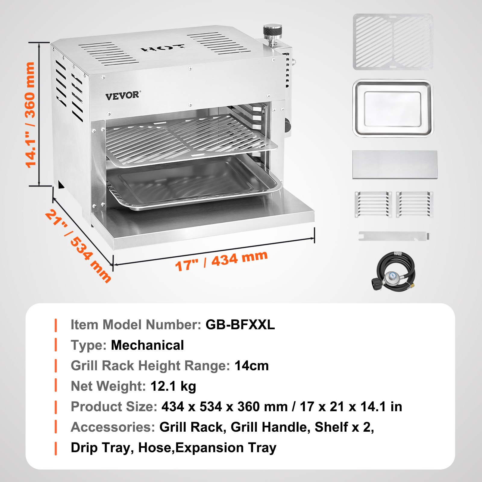 VEVOR Propane Steak Grill 1500°F Portable Infrared Broiler for Outdoor ...