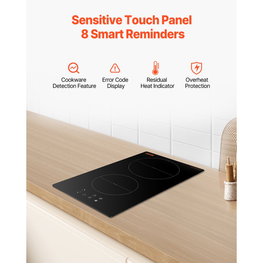 VEVOR 3400W 2 Burner Induction Cooktop Electric Countertop Burner Touch ...