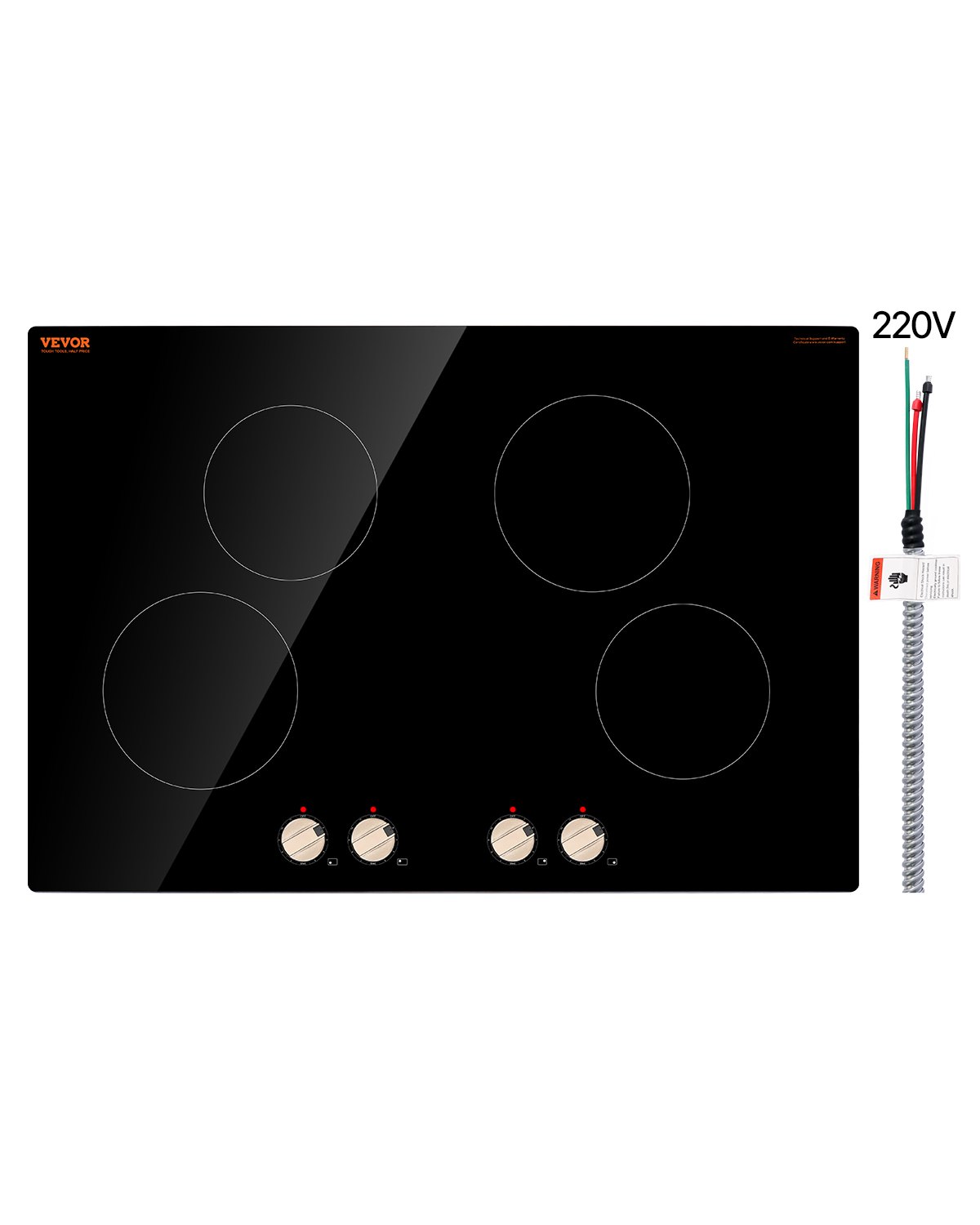 VEVOR Electric Cooktop With Front Controls – 6600W 4 Burner