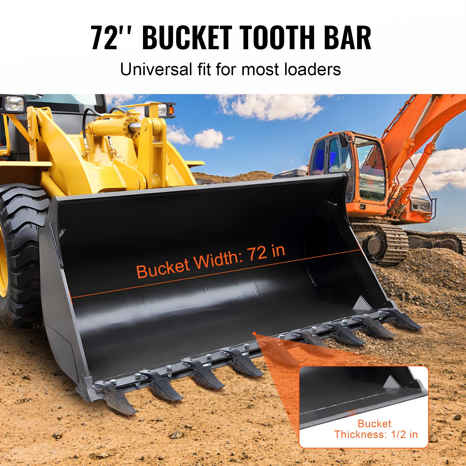 VEVOR Bucket Tooth Bar, 1800mm, Heavy Duty Tractor Bucket 9 Teeth Bar ...