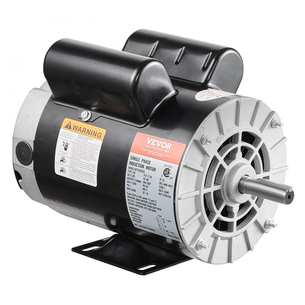 5HP SPL Air Compressor Motor 230V 17.6A 3450RPM 56 Frame CW/CCW ...