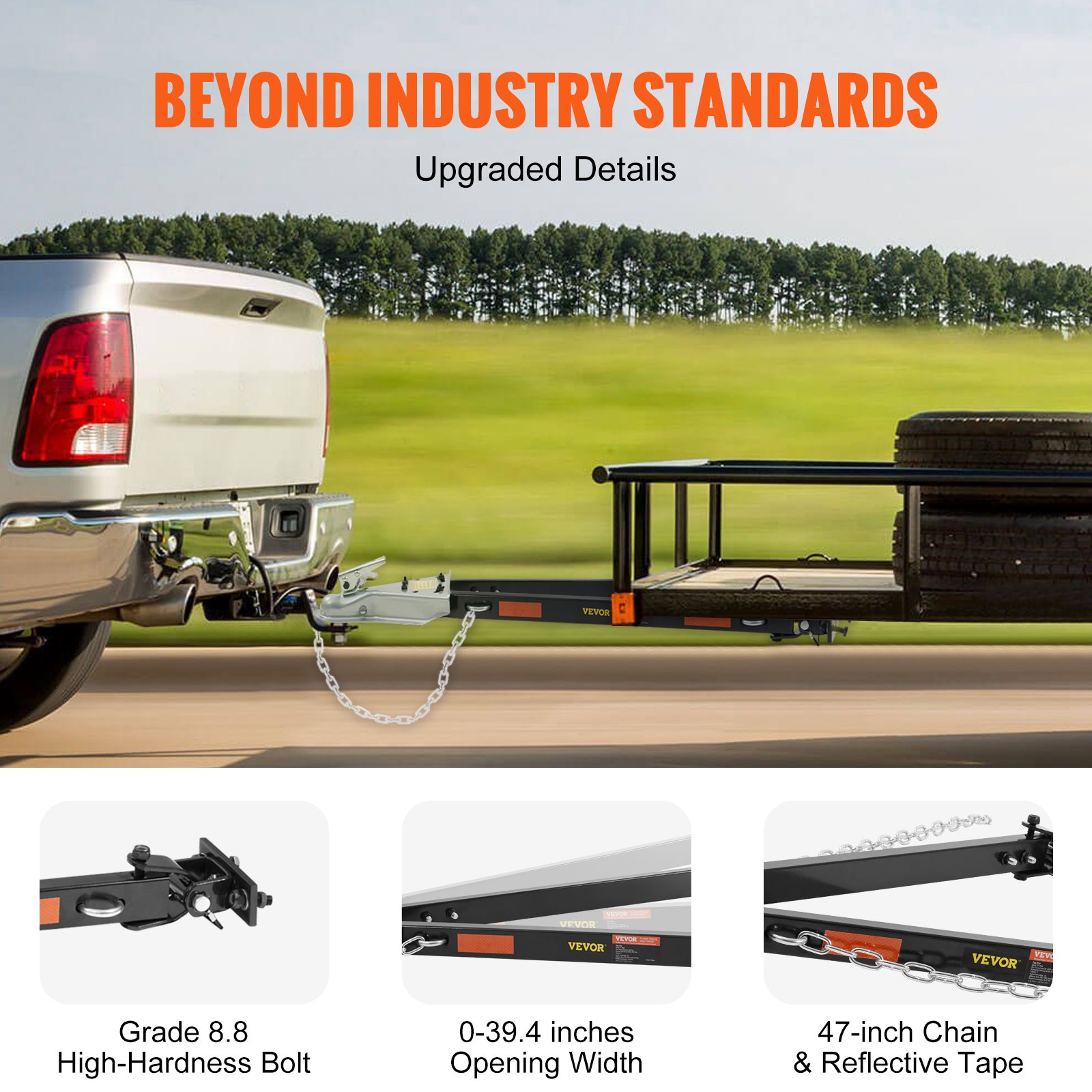 VEVOR Tow Bar, 5500 lbs Towing Capacity with Chains, Powder-Coating ...