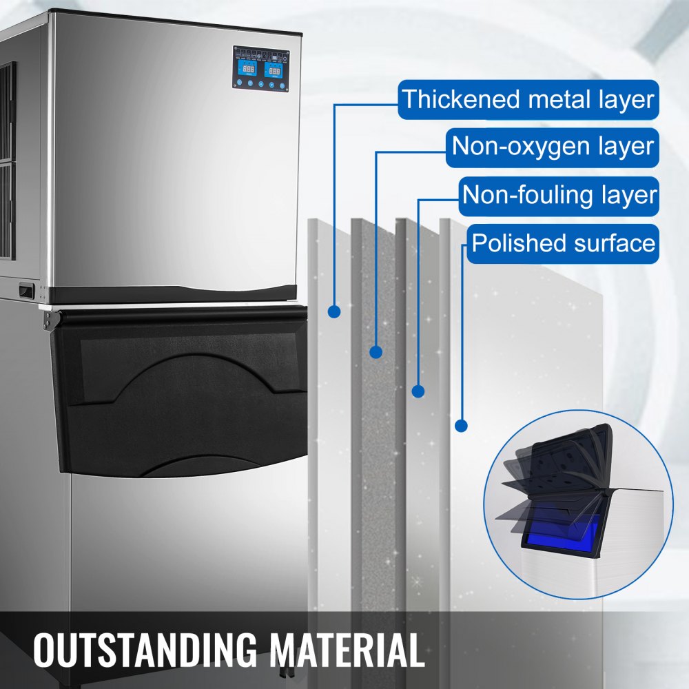 VEVOR Slice Ice Machine 570 LBS/24 H Ice-Making Capacity Slice Flake ...