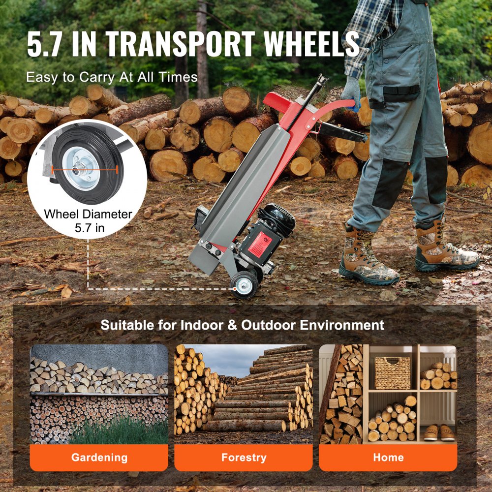 VEVOR 6.5T Force Electric Log Splitter 3400 RPM Log Splitter with 1.75 ...