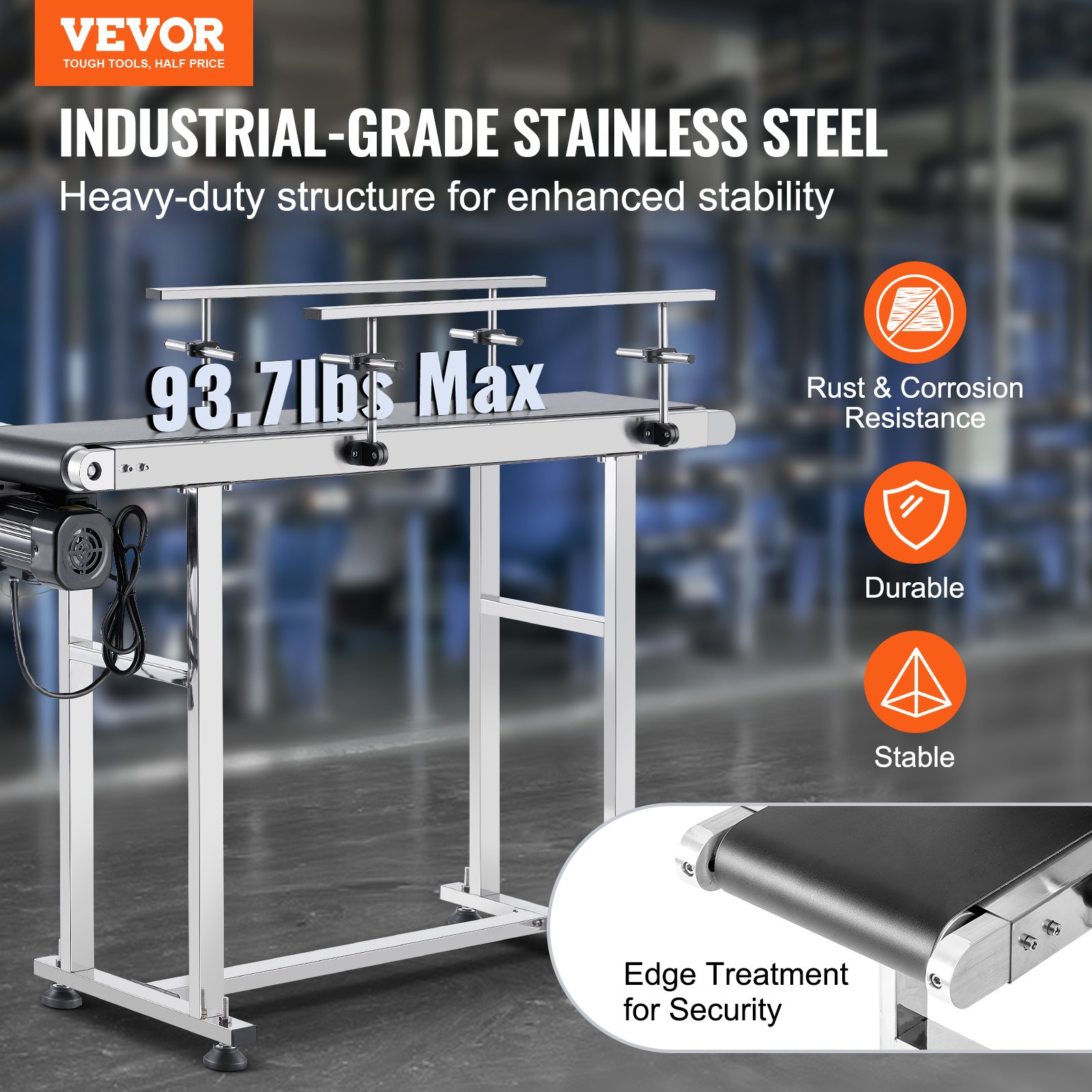 VEVOR Belt Conveyor, 47 x 7.8 inch Conveyor Table, Heavy Duty Stainless ...