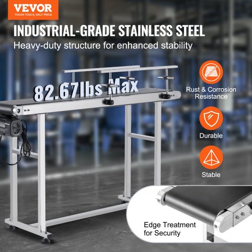 VEVOR Belt Conveyor, 59 x 7.8 inch Conveyor Table, Heavy Duty Stainless ...