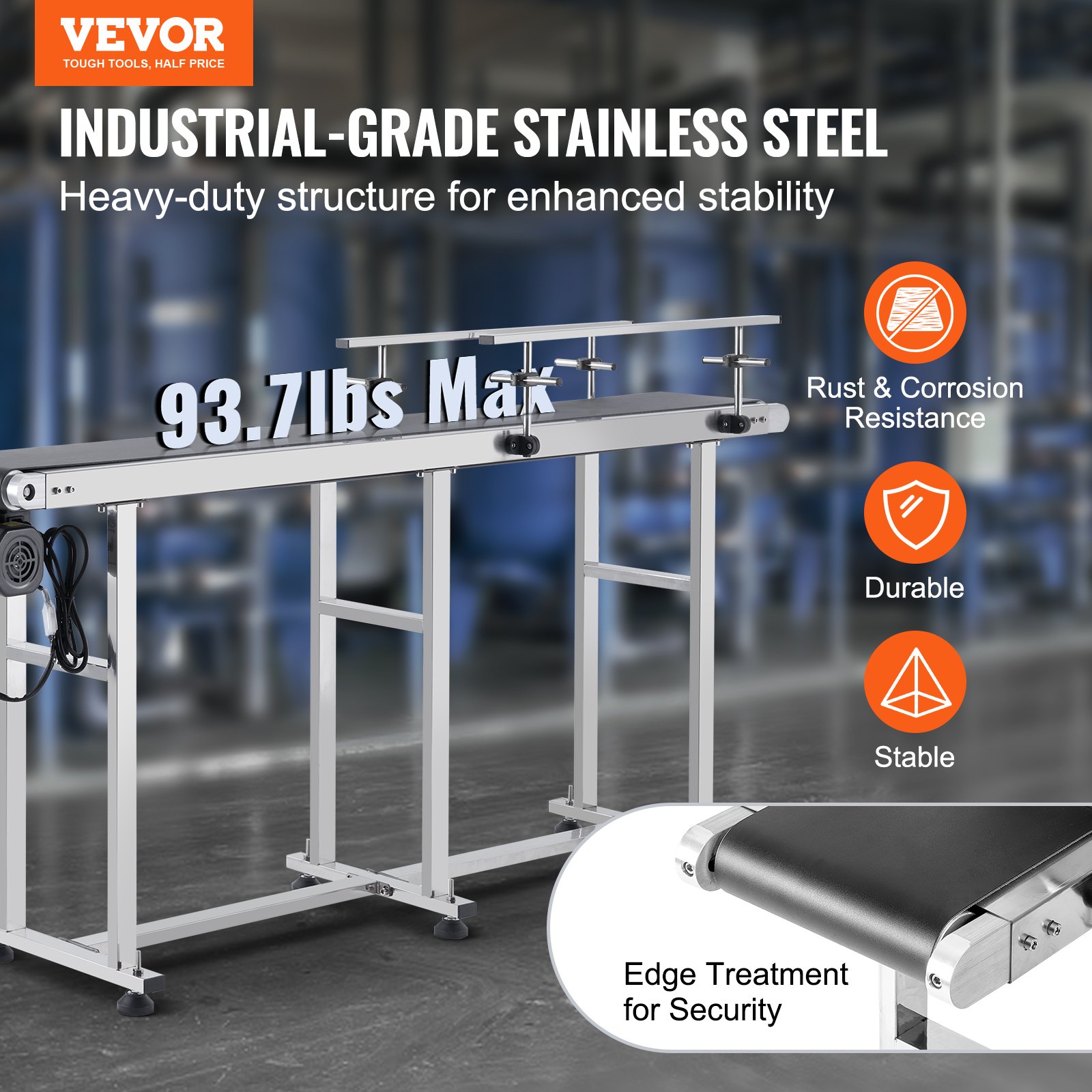 VEVOR Belt Conveyor, 71 x 7.8 inch Conveyor Table, Heavy Duty Stainless ...