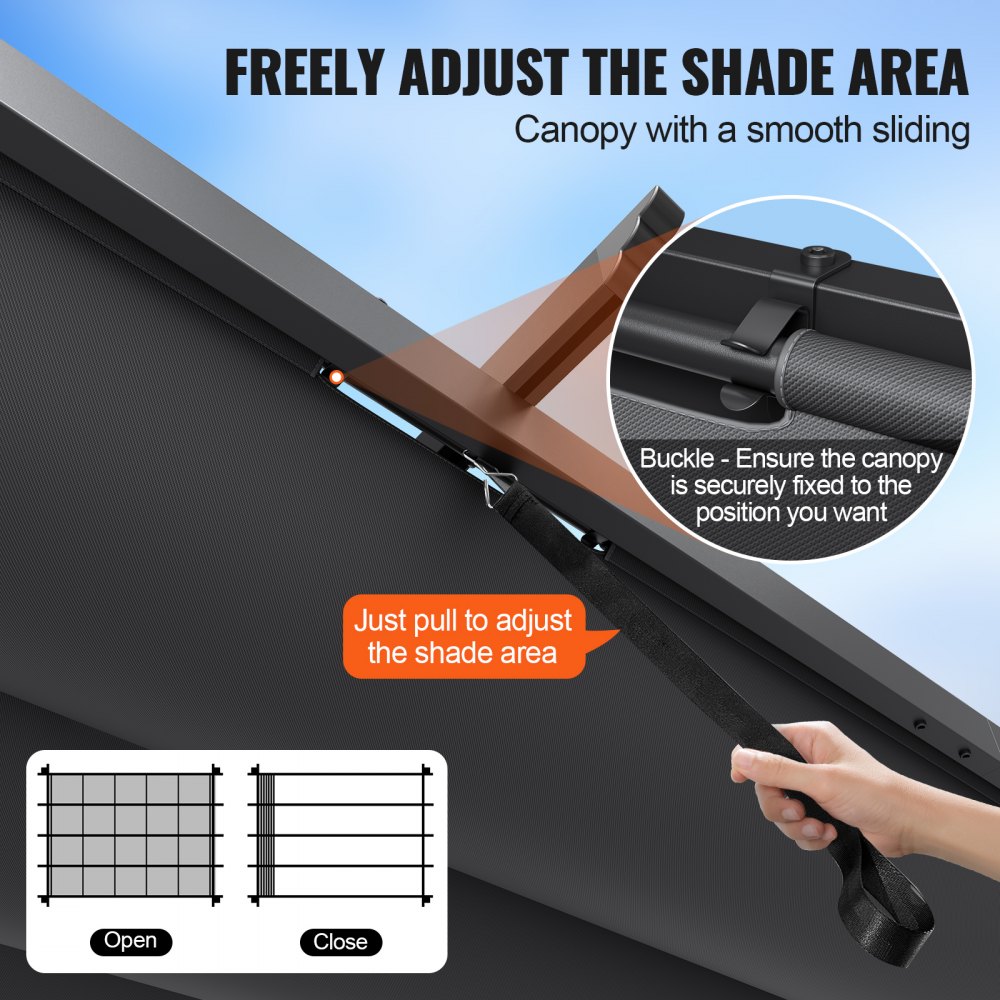 VEVOR 10'x13' Outdoor Retractable Pergola with Sun Shade Canopy ...