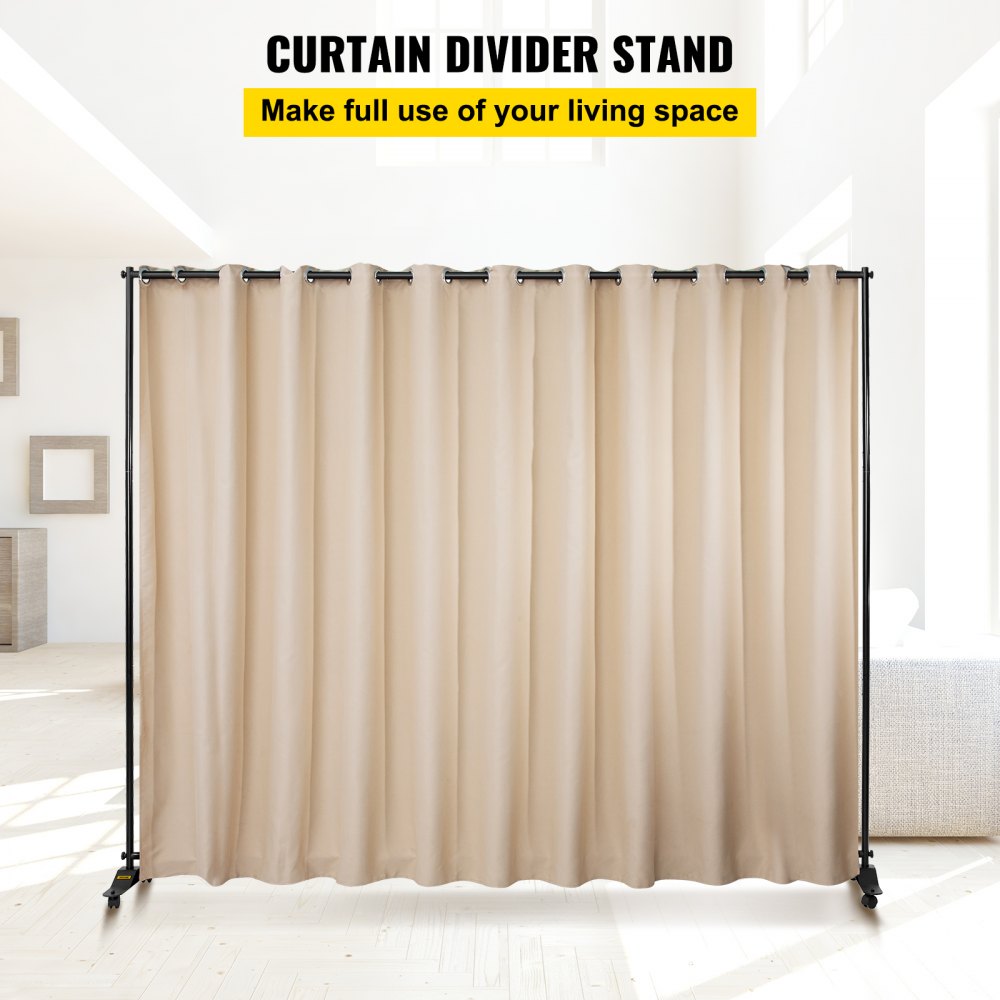VEVOR Room Divider Kit, 8 ft x 10 ft, 4 Rolling Wheels Curtain Divider ...