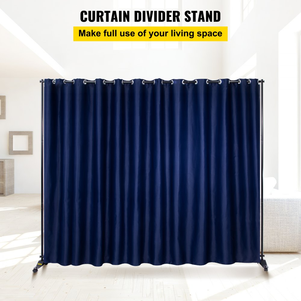 VEVOR Room Divider Kit, 8 ft x 10 ft, 4 Rolling Wheels Curtain Divider ...