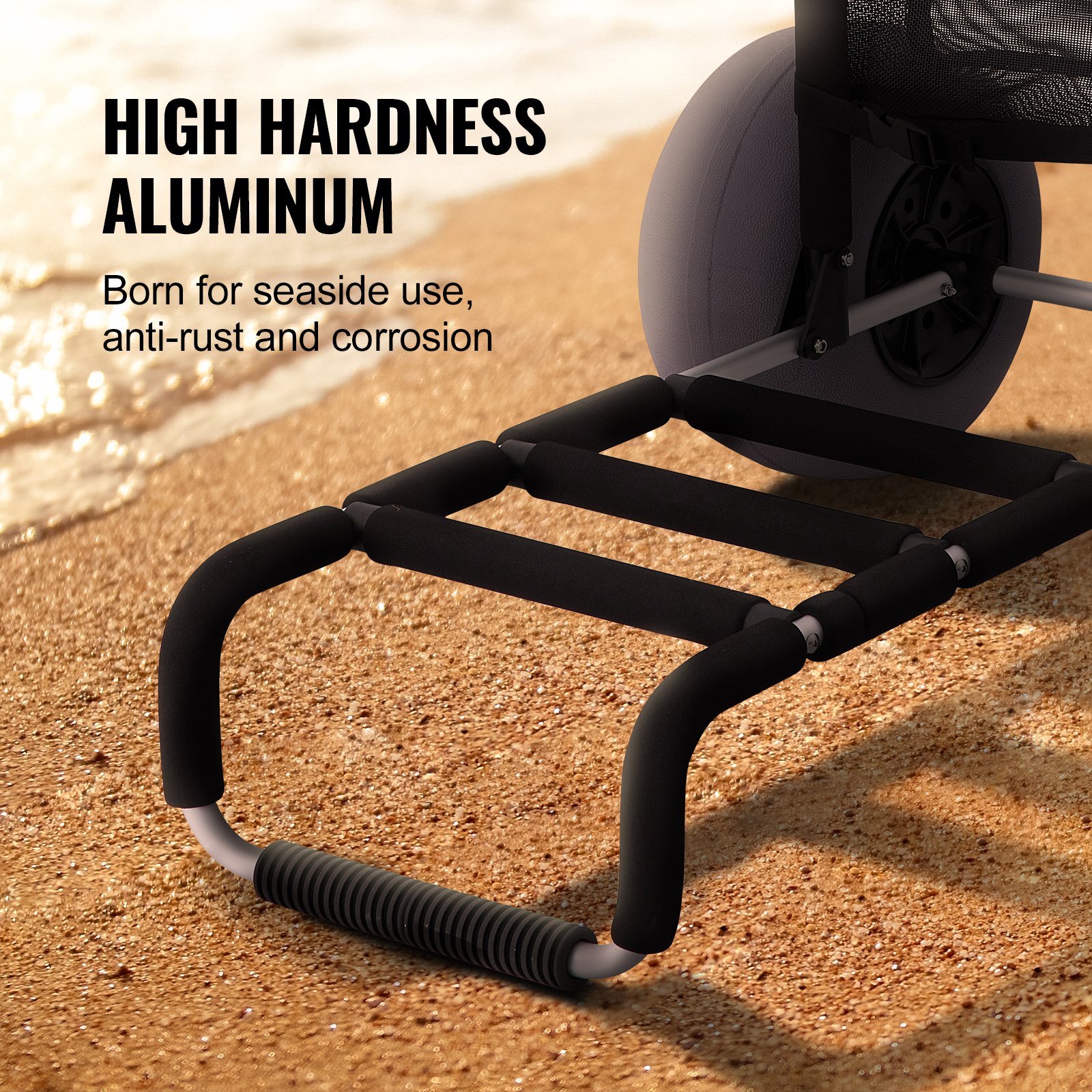 VEVOR Beach Carts for Sand, 23" x 15" Cargo Deck, w/ 13" TPU Balloon ...