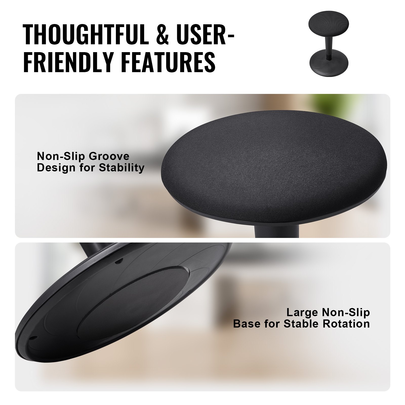 VEVOR Wobble Chair, Height-Adjustable (21.7-28.3") Active Chair ...