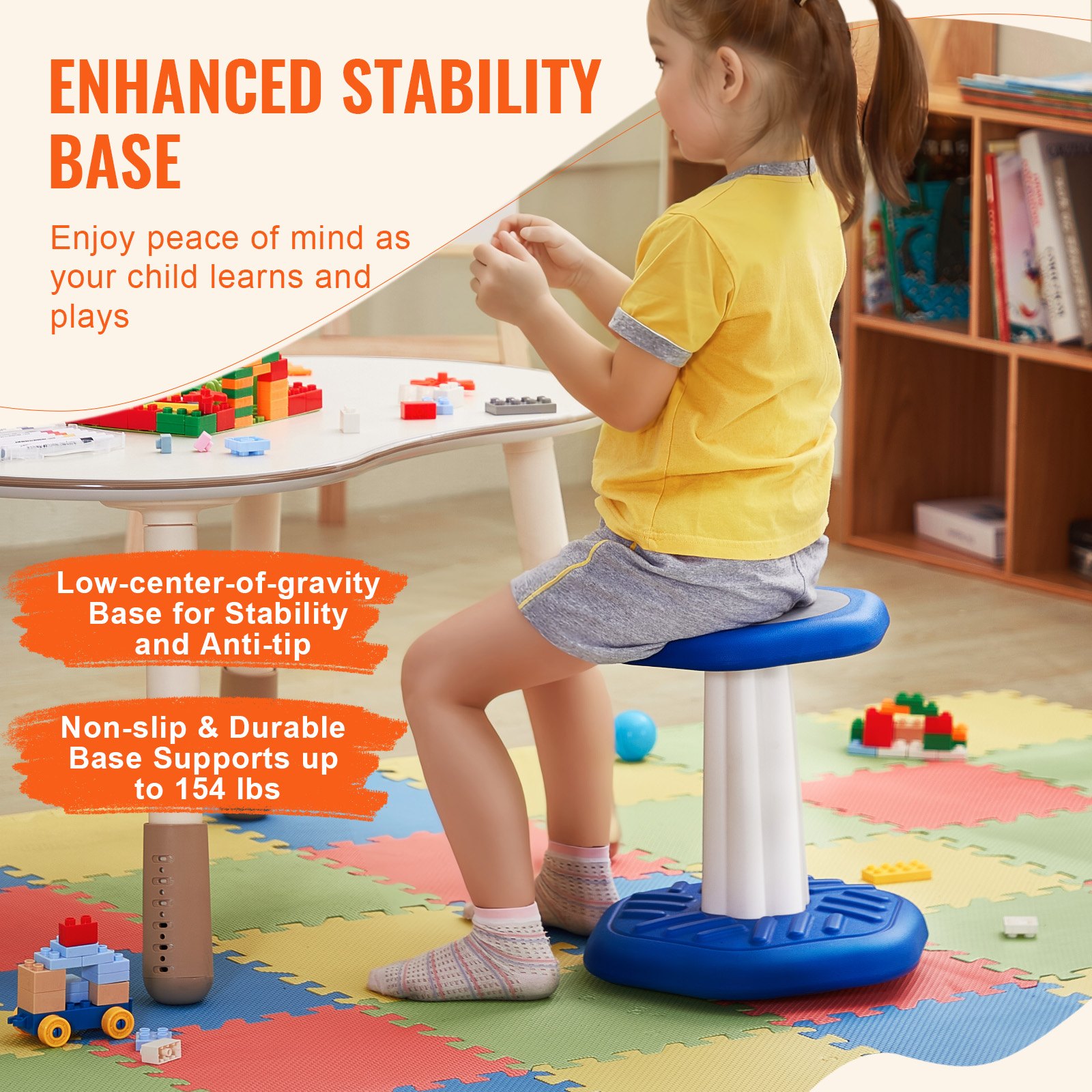 VEVOR Kids Wobble Chair, Active Chair with Sponge Cushion, Wobble Stool ...