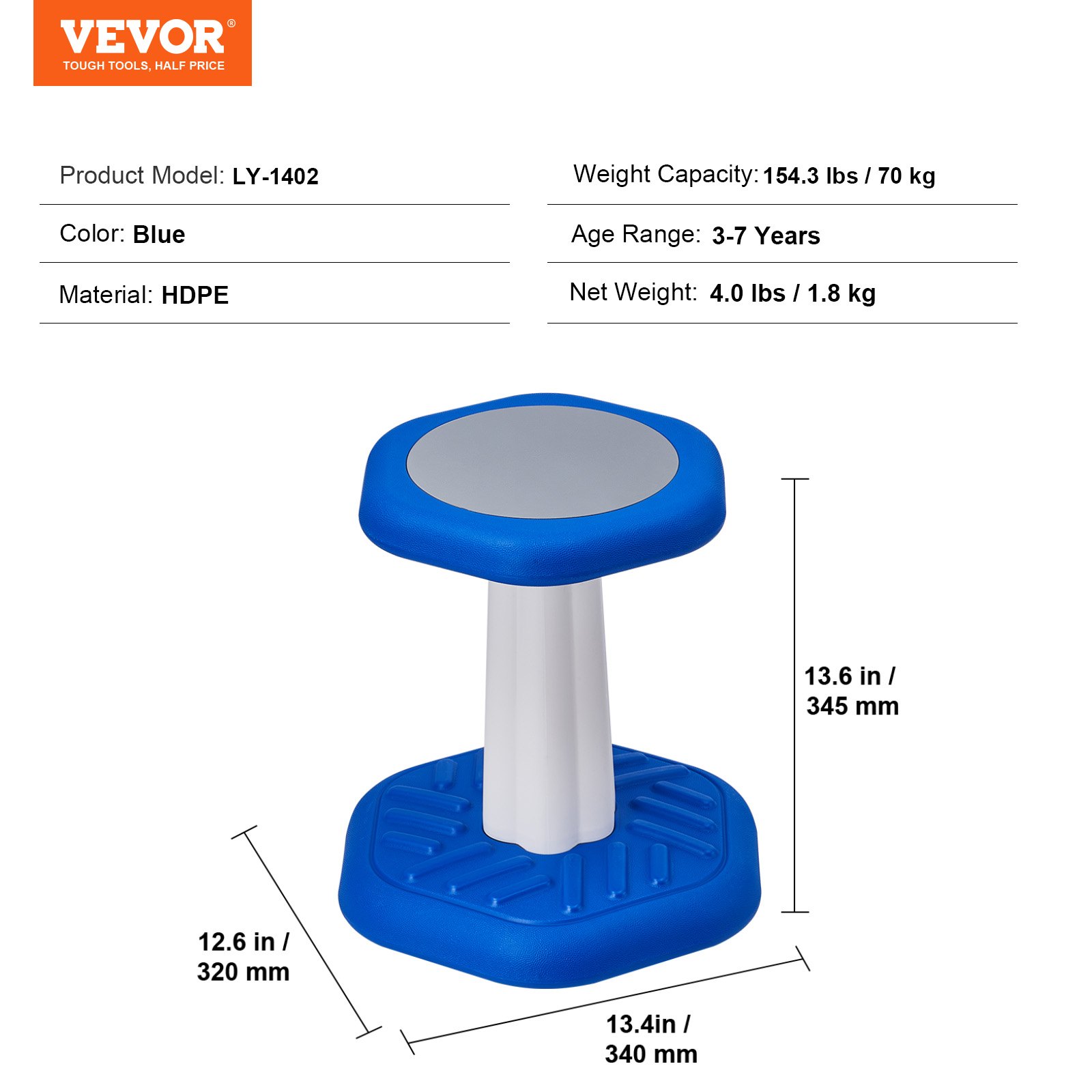 VEVOR Wobble Chair for Kids – Soft Sponge Seat, Ages 3-7