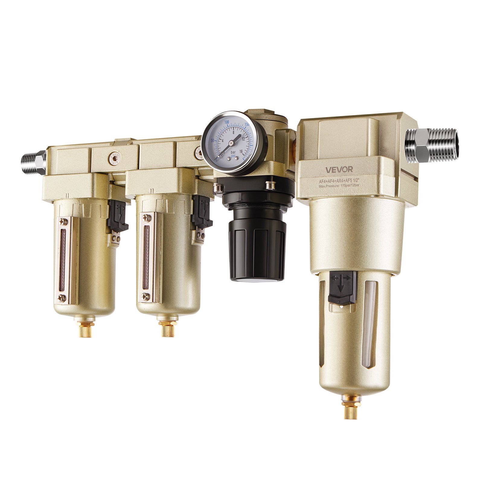 VEVOR Air Compressor Filter Regulator Combo, 1/2" NPT 3-Stage 25μm ...