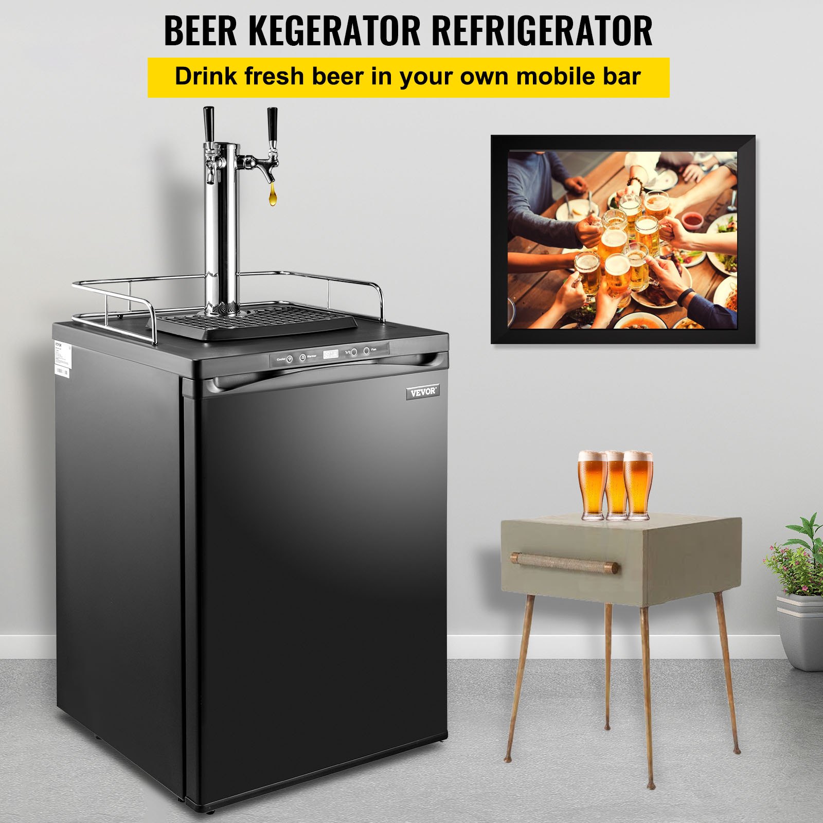 VEVOR Kegerators Beer Dispenser, Full Size Beer Kegerator Refrigerator ...