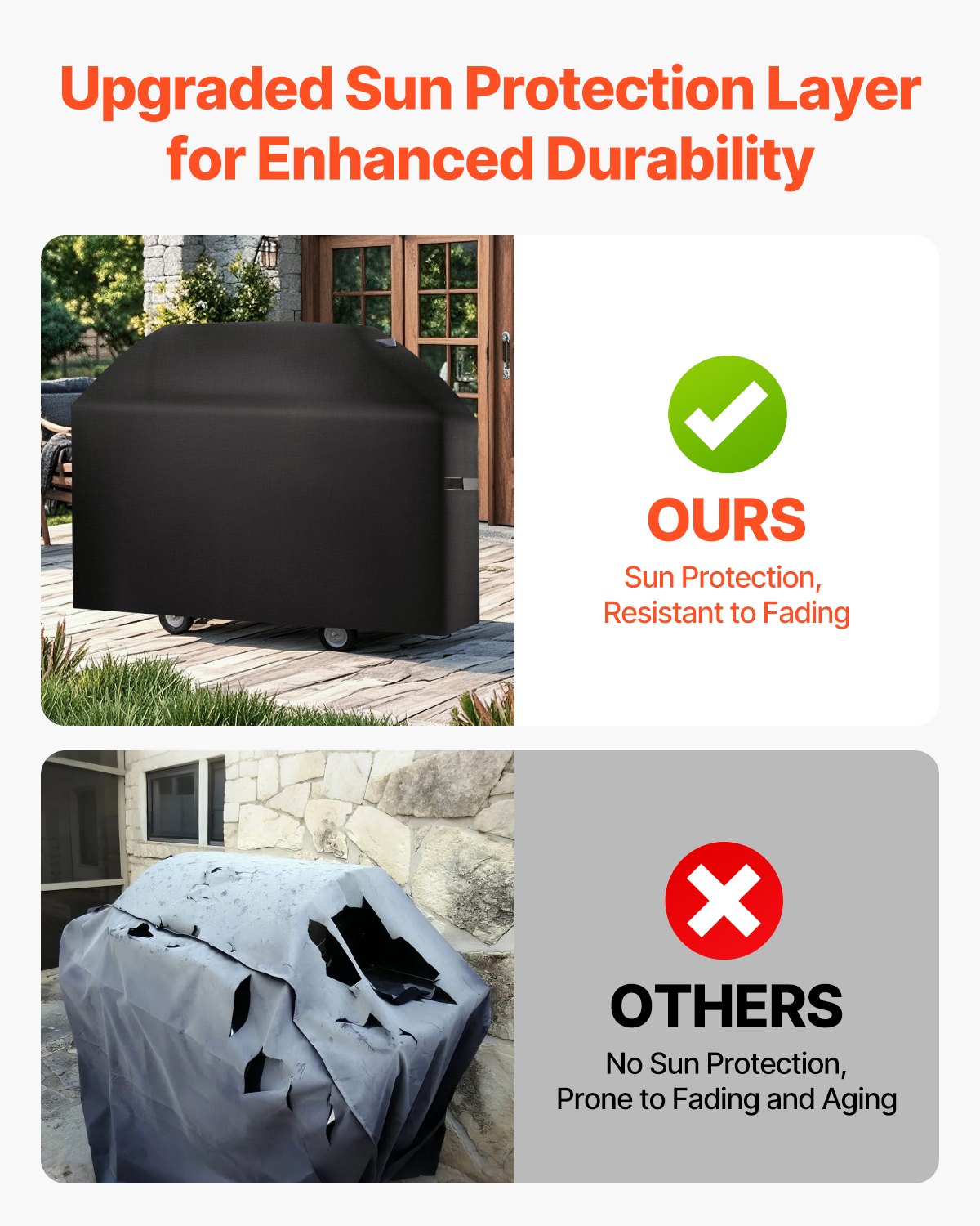 VEVOR Heavy Duty BBQ Grill Cover – 63x25x43.4 inches, 600D