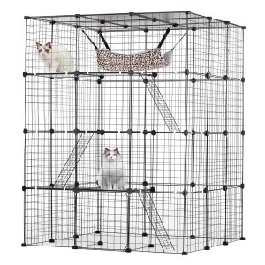 Large 4-tier Cat Cage 41 x 41 x 55" Metal Wire Cat Enclosure with ...