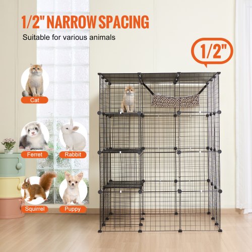 Large 4-tier Cat Cage 41 x 41 x 55" Metal Wire Cat Enclosure with ...