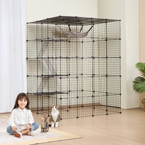Large 4-tier Cat Cage 54 x 41 x 69" Metal Wire Cat Enclosure with ...