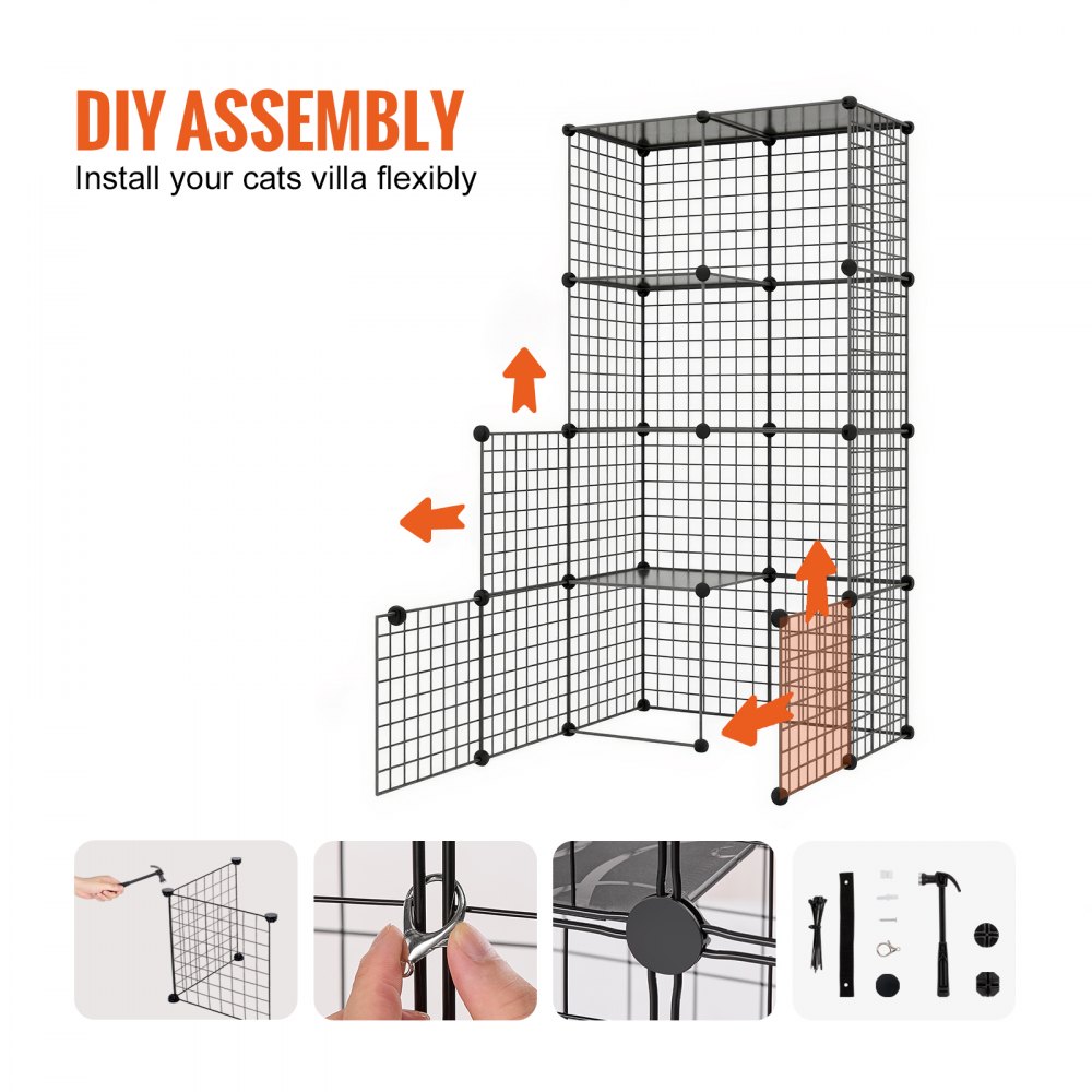 Large 4-tier Cat Cage 54 x 41 x 69" Metal Wire Cat Enclosure with ...