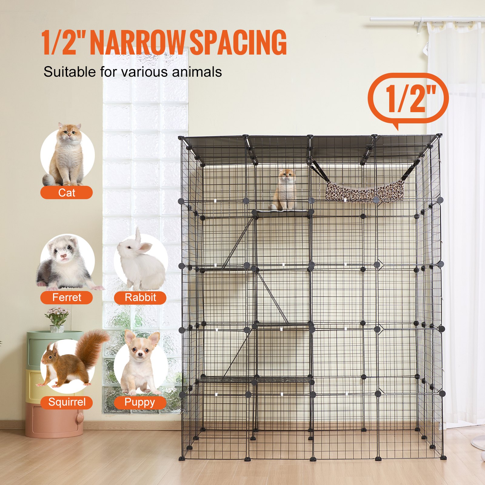 Large 4-tier Cat Cage 54 x 41 x 69" Metal Wire Cat Enclosure with ...