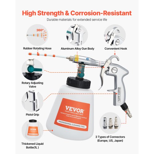 Car Cleaning Gun 6-9.2Bar High-Pressure Air Blow Gun 1L Liquid Bottle ...