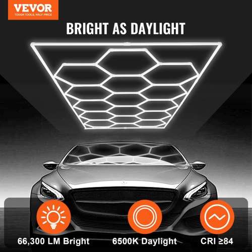 VEVOR Hexagon Garage Lights 66300LM 15 Grids Honeycomb LED Shop Ceiling ...