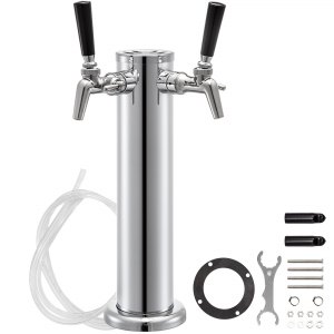 VEVOR Beer Tower, Double Adjustable Brass Faucet Kegerator Tower ...