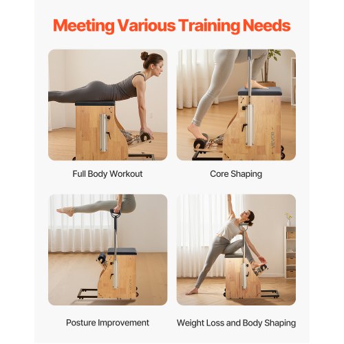 Pilates Chair Split-Pedal Stability Combo Chairs Full-Body Workout with ...