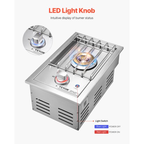 VEVOR Single Grilling Side Burner for Outdoor 17,000BTU Propane ...