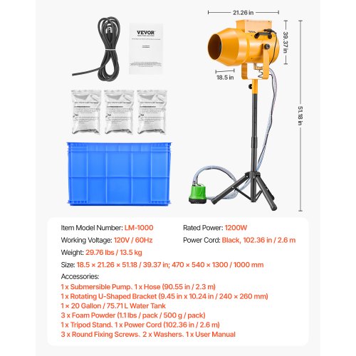 VEVOR Foam Machine, 1200 W Party Foam Cannon, Foam Maker with 3 Packs ...